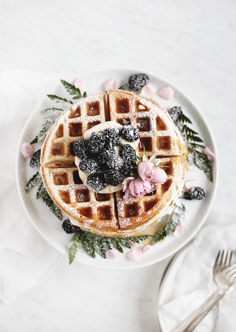 Waffle Cake with Whipped Maple Frosting