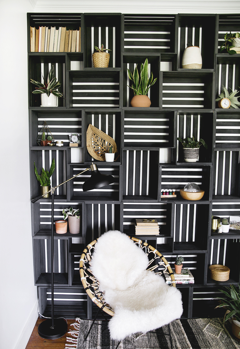 DIY Crate Shelf Statement Wall