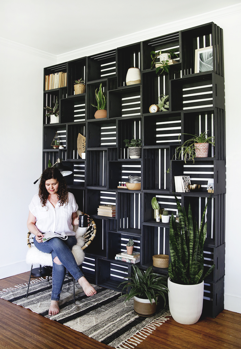 DIY Crate Shelf Statement Wall