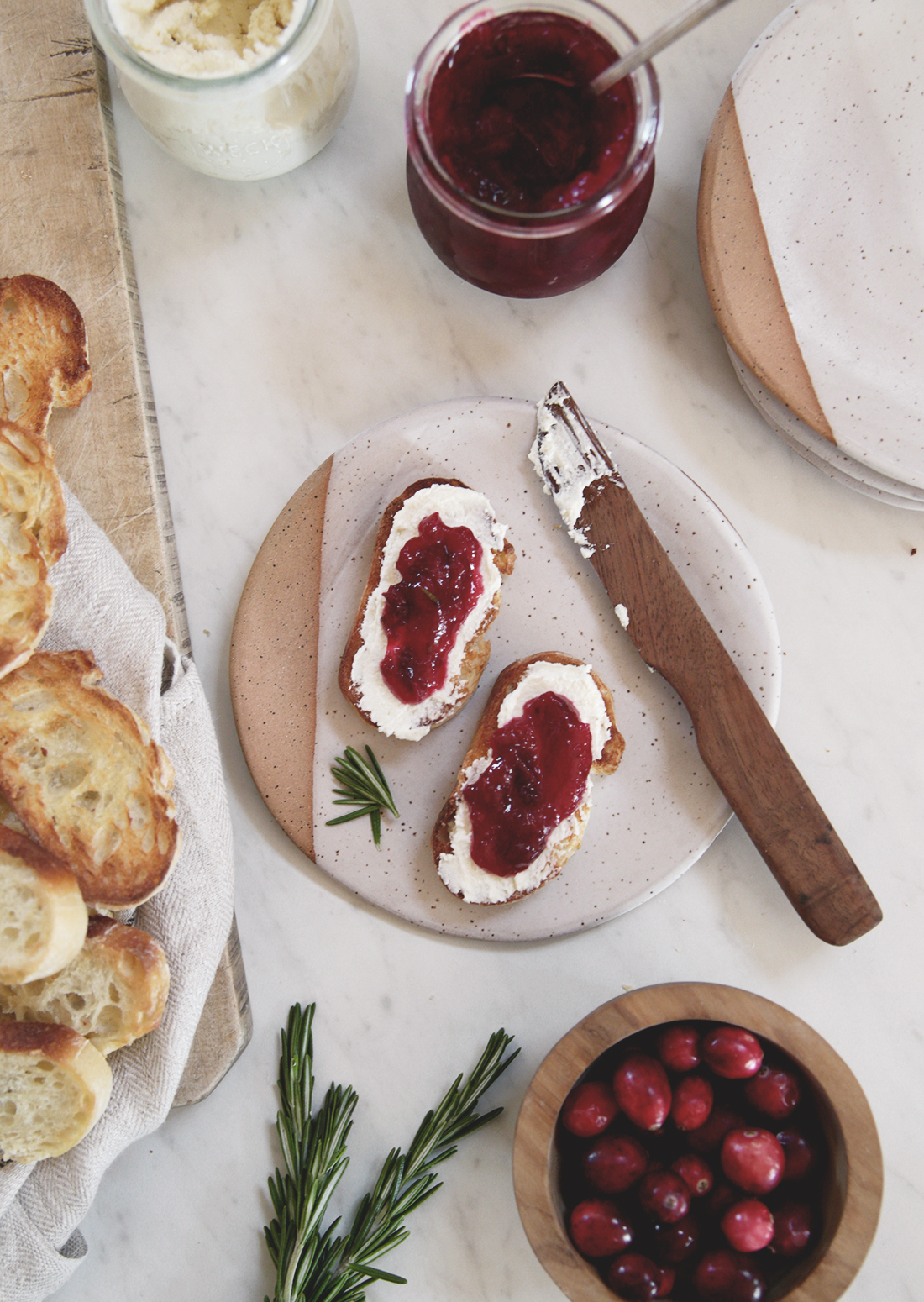 Cranberry Whipped Feta Crostini