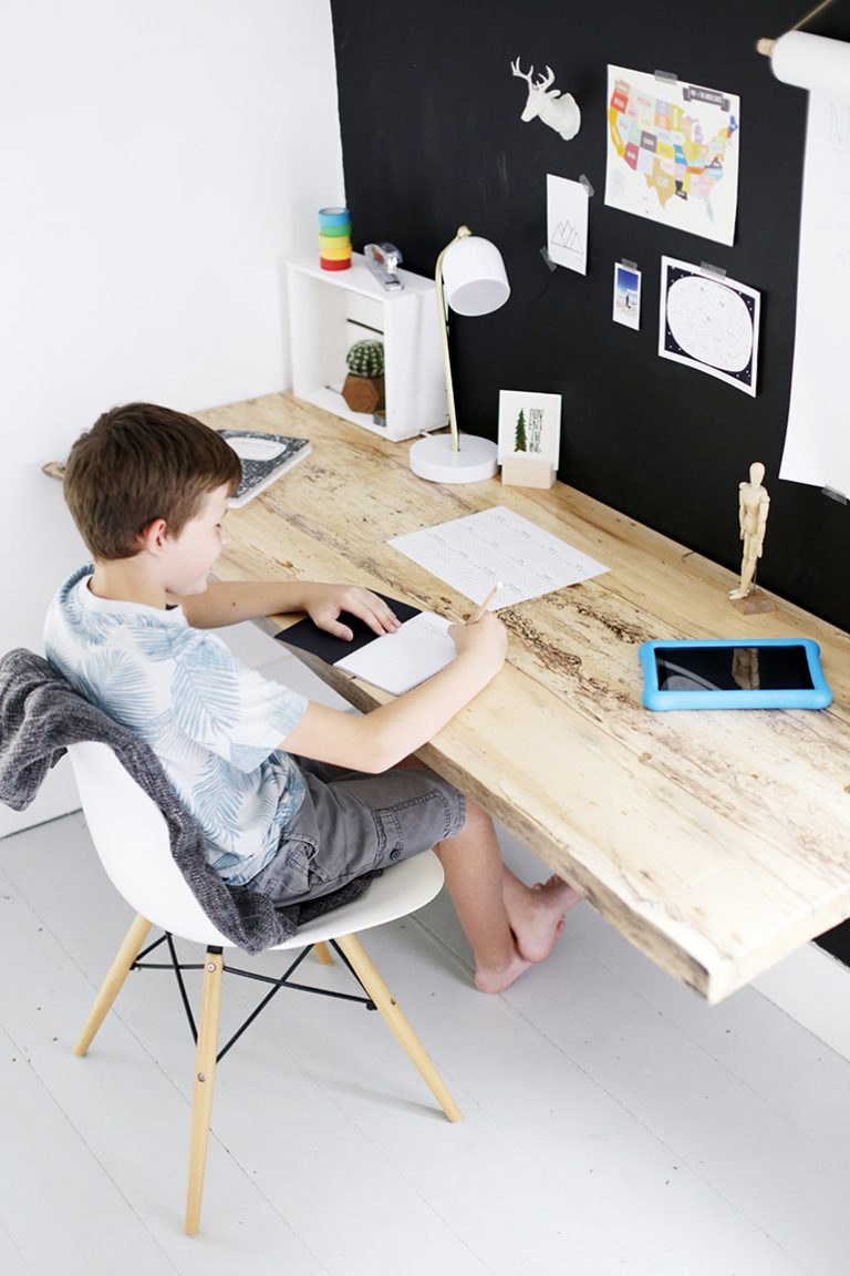 DIY Hanging Paper Roll + Kids Study Space - The Merrythought